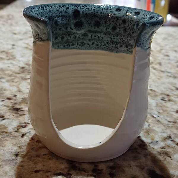 Toothbrush Toothpaste Holder Lapis Blue and Cappuccino Brown 2 Brushes ...