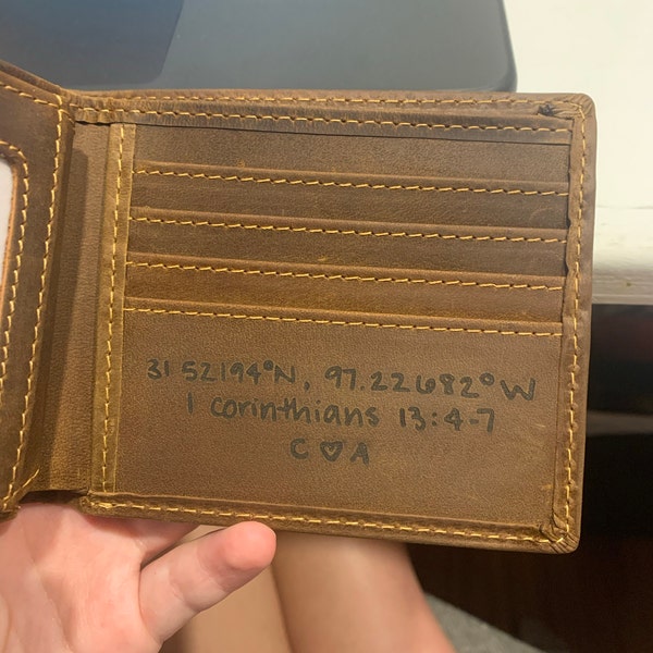 Handwriting Men's Wallet, Engraved Memorial Signature Wallet, Groomsmen ...