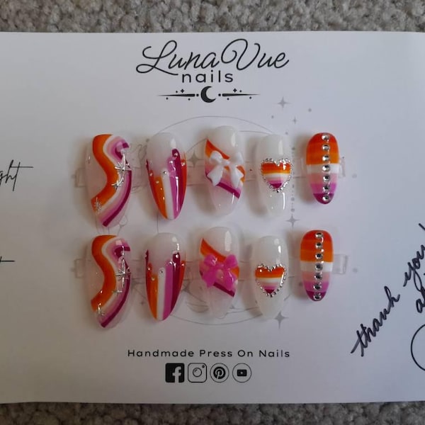 Transgender Flag Pride Handmade Press on Nails | Gel Nails, LGBT+ Nail ...