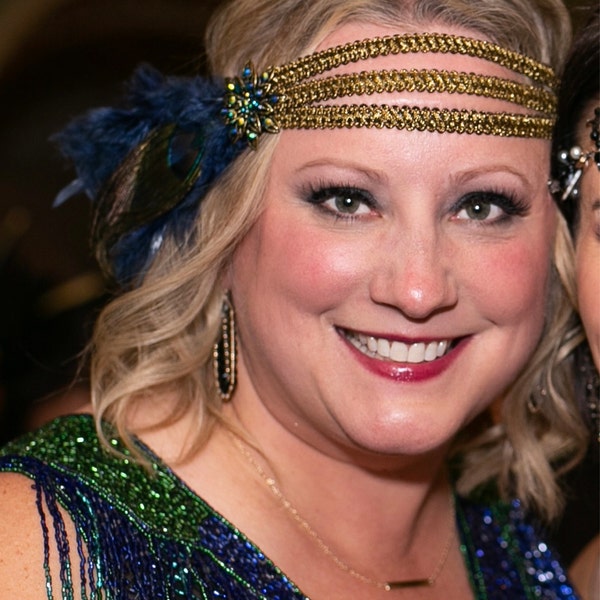 Mardi Gras Headpiece, Purple Green Gold Feather Headband, 1920s Mardi ...