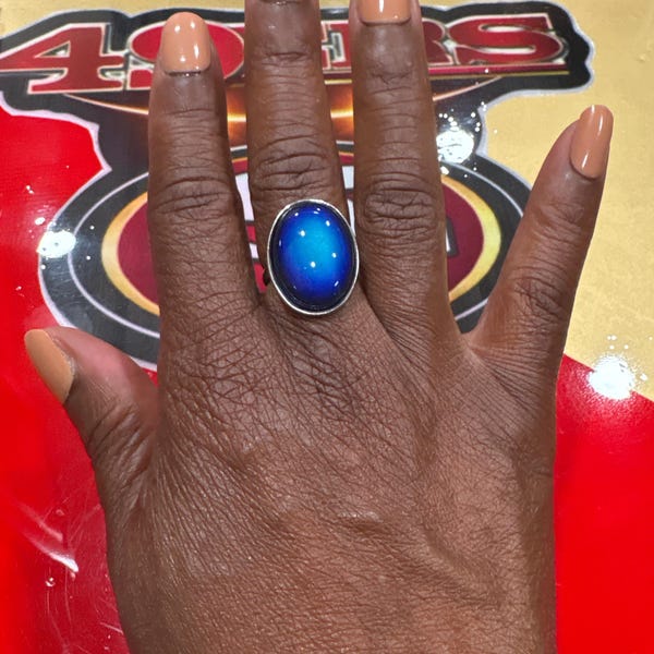 Classic 90s Deadstock in the Mood Ring - Adjustable / Silver / Oval - Etsy