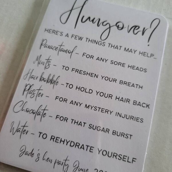 Hangover Recovery Kit Cards, Hungover Bag Cards, Printed Cards, Digital ...