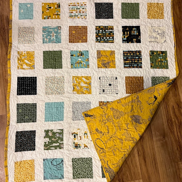 Modern Patchwork Crib Cot Quilt PDF Pattern: "frolic" Design - Make ...
