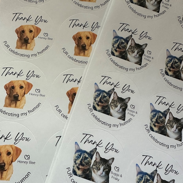Wedding Stickers, Dog Wedding, Pet Photo Gift, Thank You Sticker ...