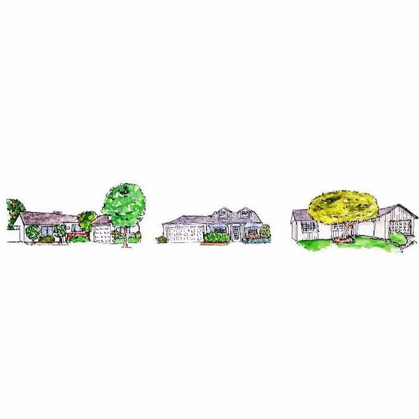 Personalised Building Art: Multiple House Portrait of Your 'house Story ...