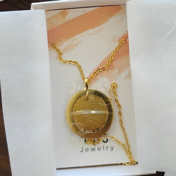 Engraved Fingerprint Necklace, Memorial Gift, Personalized Fingerprint ...