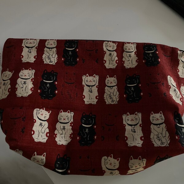 Lucky Cats Set of 2 Large Pouch Bags With Zip - Etsy