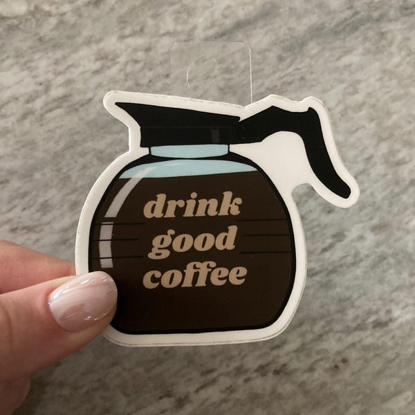 Retro Coffee Waterproof Sticker, Funny Coffee Vinyl Sticker, Durable ...