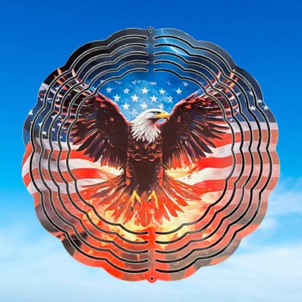 American Eagle Flag Wind Spinner Png Patriotic Windspinner Sublimation ...
