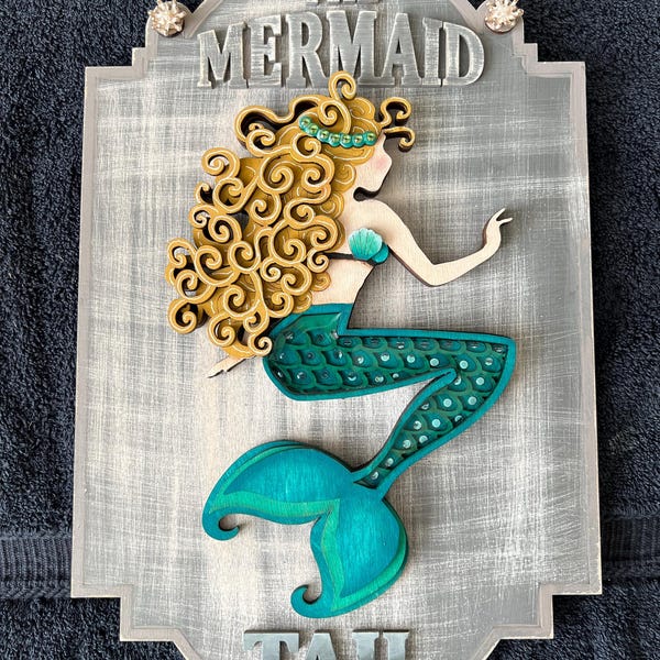 Mermaid Wall Decor - Wood Mermaid Sign - Beach House Decor -mermaid ...
