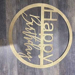 Happy Birthday Round Wooden Sign, Design 1, Great for Your Next ...