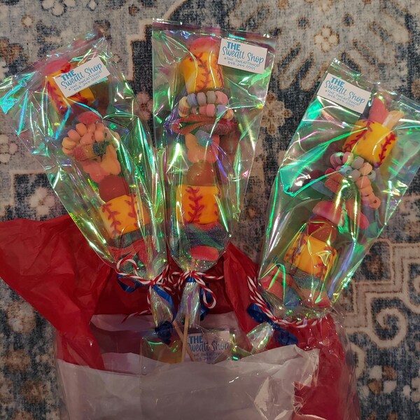15+ Small Softball Custom Candy Kabobs, Kids Softball Party Favors ...