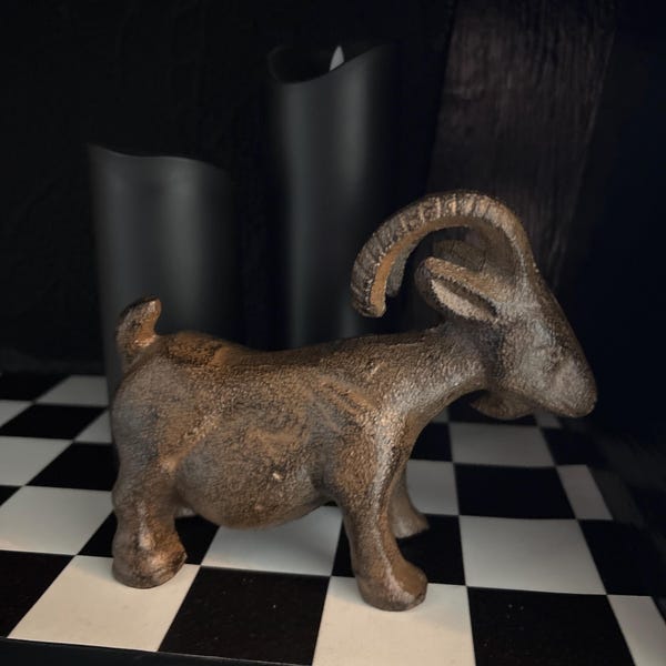17” Cute Hand-made Metal Goat Statue Figurine Folk Art Farmhouse Shic ...