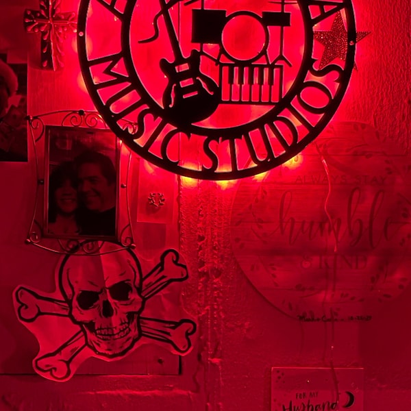 Personalized Musical Instruments Metal Wall Art With Led Lights, Custom ...
