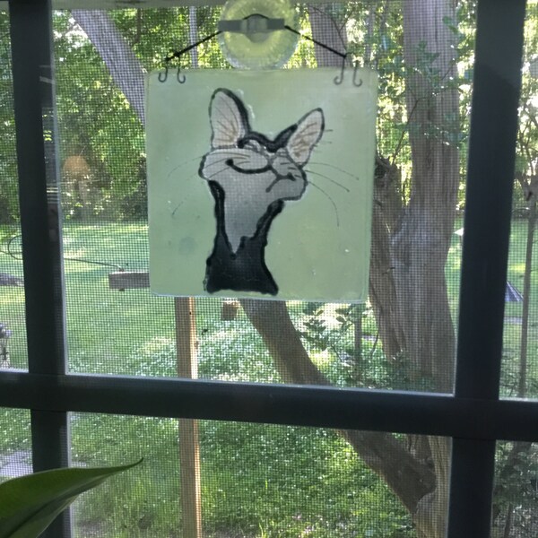 Smug Kitty, Night Light, Tuxedo Cat, LED Sensor Light, Fused Glass Art ...