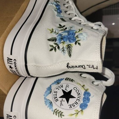 Embroidered Converse/converse High Tops Garden of Chrysanthemums ...
