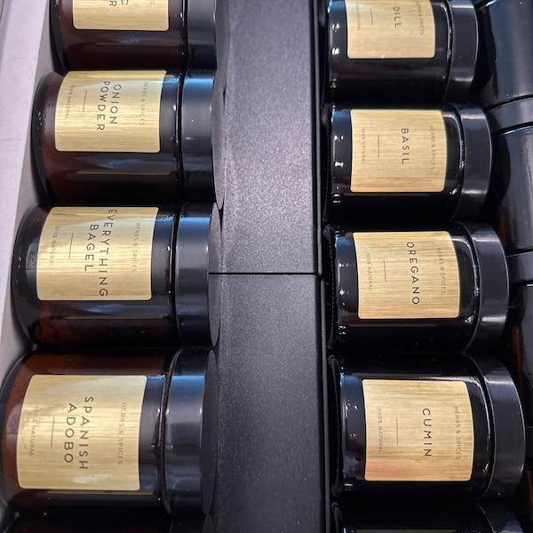 Gold Metallic Herbs and Spice Labels - Custom List - Waterproof Labels ...