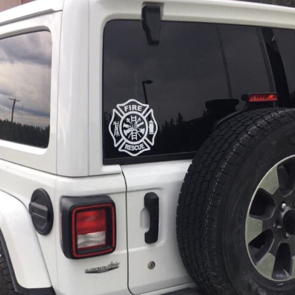 Fire Rescue Decal Maltese Cross Vinyl Sticker - EMT, Firefighter, Fire ...
