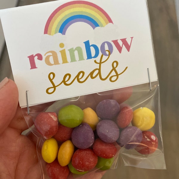Rainbow Seeds 3x2" Gift Tag With Rainbow Font Mix Lettering | St ...