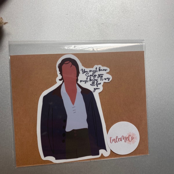 Jane Austen Sticker, Mr Darcy Vinyl Sticker, Pride and Prejudice ...