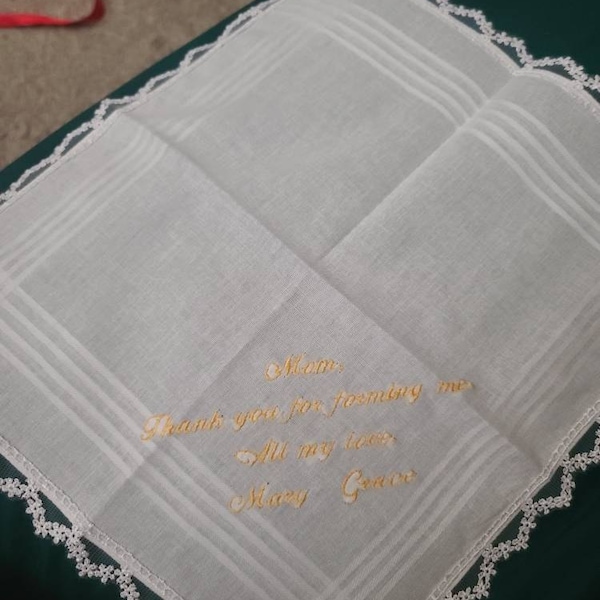 Elegant Lace Wedding Handkerchief, Embroidered Wedding Napkins, Father ...