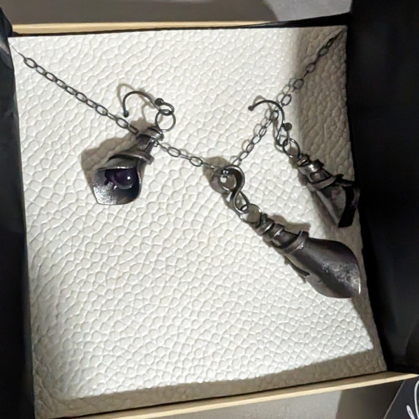 Hand Forged Iron Flower With a Pair of Leaves Pendant With Bronze ...