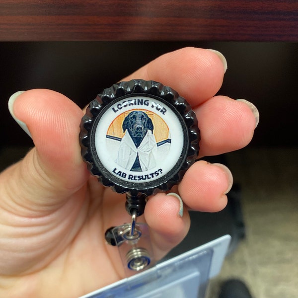 Black Lab Dog Laboratory Scientist Retractable Badge Reel Lab Week Gift ...