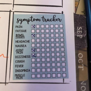 Symptom Tracker Customizable Planner Stickers Many Color Options - Etsy