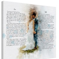 Couple Portrait and Vows Framed Canvas Art, Custom Wedding Vows Print ...