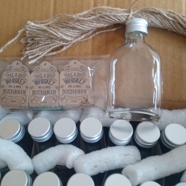 Take a Shot Wedding Favours - 50ml Empty Glass Bottles for Wedding ...