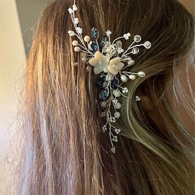 Chain Bridal Side Hair Comb Dangle Wedding Hair Comb Flower Hair Comb ...