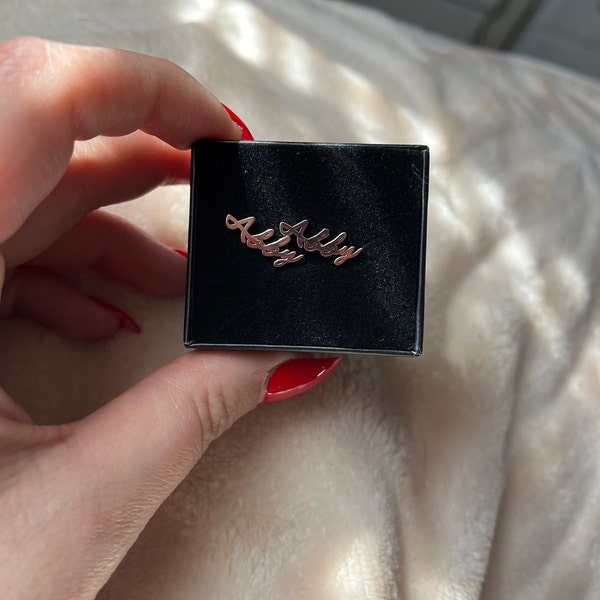 Custom Name Earrings • Minimalist Name Studs • Gold, Silver, Rose Gold ...