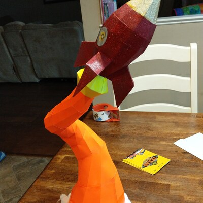 Low Poly Papercraft Rocket Paper Rocket Desk Decor Paper Craft ...