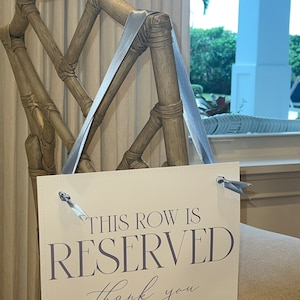 2 Reserved Signs for Wedding Chairs or Church Pews this Row is Reserved ...