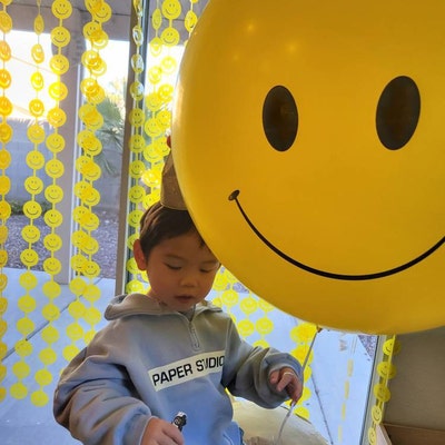LARGE 36inch Smiley Face Balloon Happy Face Balloon Yellow Big Balloon ...