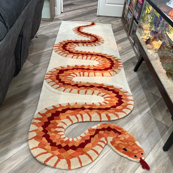 3x10fthand-tufted Snake Rug 3X12FT – Bold Serpent Runner for Hallways ...