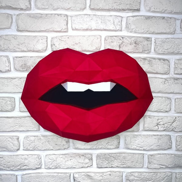 Papercraft 3D Lips Sculpture: Low Poly Wall Decor (PDF Template) - Etsy
