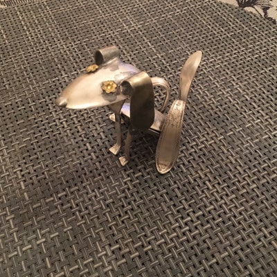 Dog Sculpture Made of Vintage Silverplated Silverware - Etsy