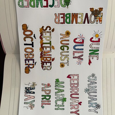 Month Sticker Scrapbook Sticker Planner Sticker Journal Stickers Themed ...