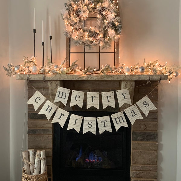 MERRY CHRISTMAS Sheet Music Banner Bunting Garland Decor Holiday ...