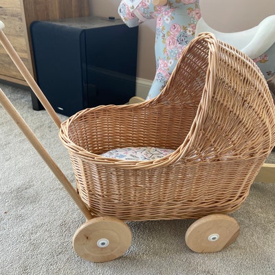 WICKER PRAM, Doll Pram Wicker Doll Pram With Bedding Included, Pram Toy ...