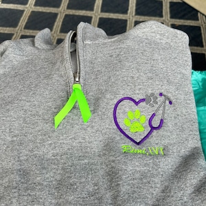 Full Zip Vet Tech Jacket With Sleeve, Vet Assistant Hoodie With Pockets ...