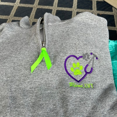 Full Zip Vet Tech Jacket With Sleeve, Vet Assistant Hoodie With Pockets ...