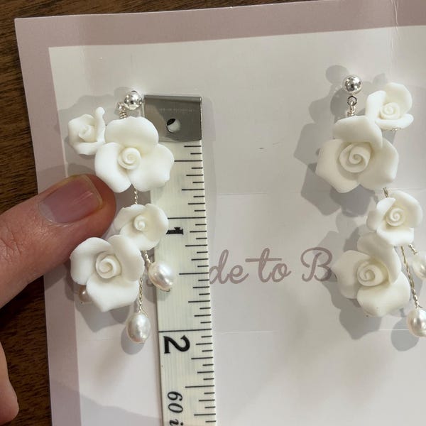 Minimalist Porcelain Flowers Sliver Hair Pin Set of 5 White Beaded ...