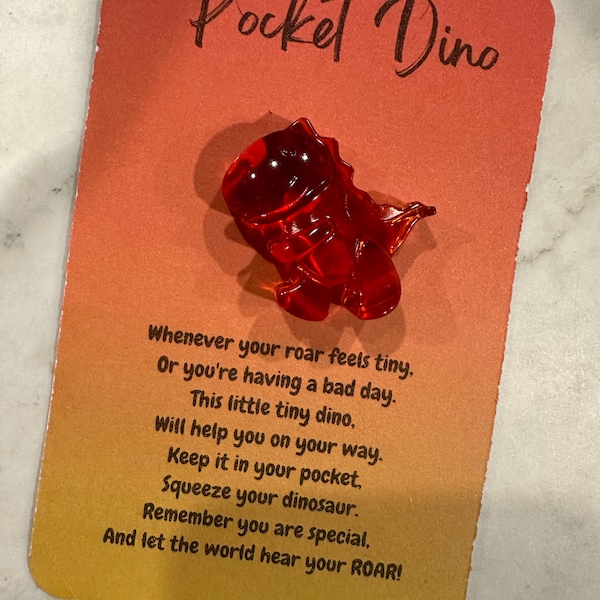 Pocket Dino, Pocket Hug, Pal, Worry Glitter Dinosaur Charm Gift, Child ...