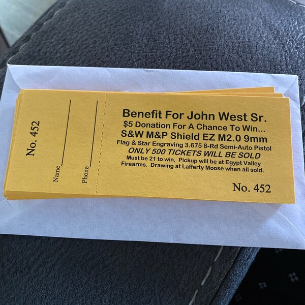 Custom Printed Raffle Tickets for Your Fundraiser! Your Choice of Card ...