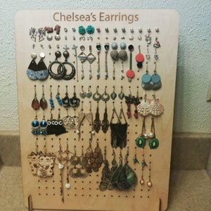 Wood Pegboard Design Earrings Jewelry Display Stand for Stud Post ...