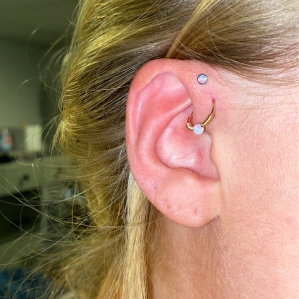 Helix Piercing - Wrapped Opal Helix Earring - Helix Ring - Helix Hoop ...