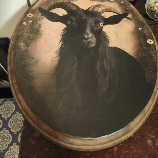 Black Phillip Goat Victorian Wall Art - Vintage Style Animal Art ...