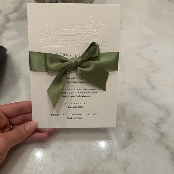 Sage Green Letterpress Wedding Invitation Suite With Floral Foliage ...